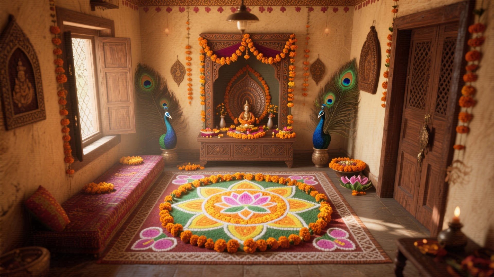 Small Pooja Room Rangoli Ideas When Space Feels Too Tight