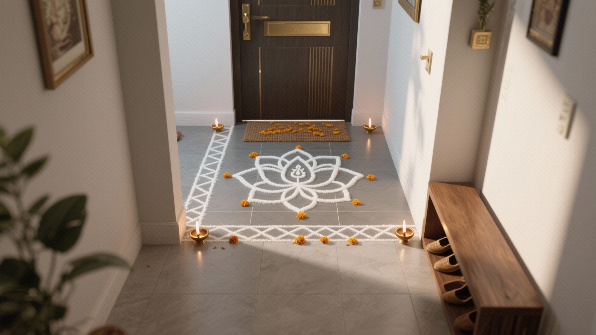 5 Laxmi Pooja Rangoli Designs for Small Spaces