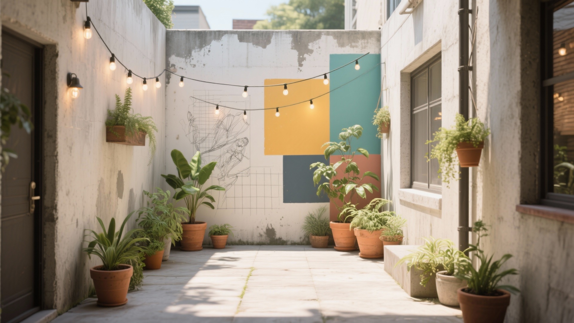 Painting Concrete Walls Outside: Fix a Cramped Courtyard