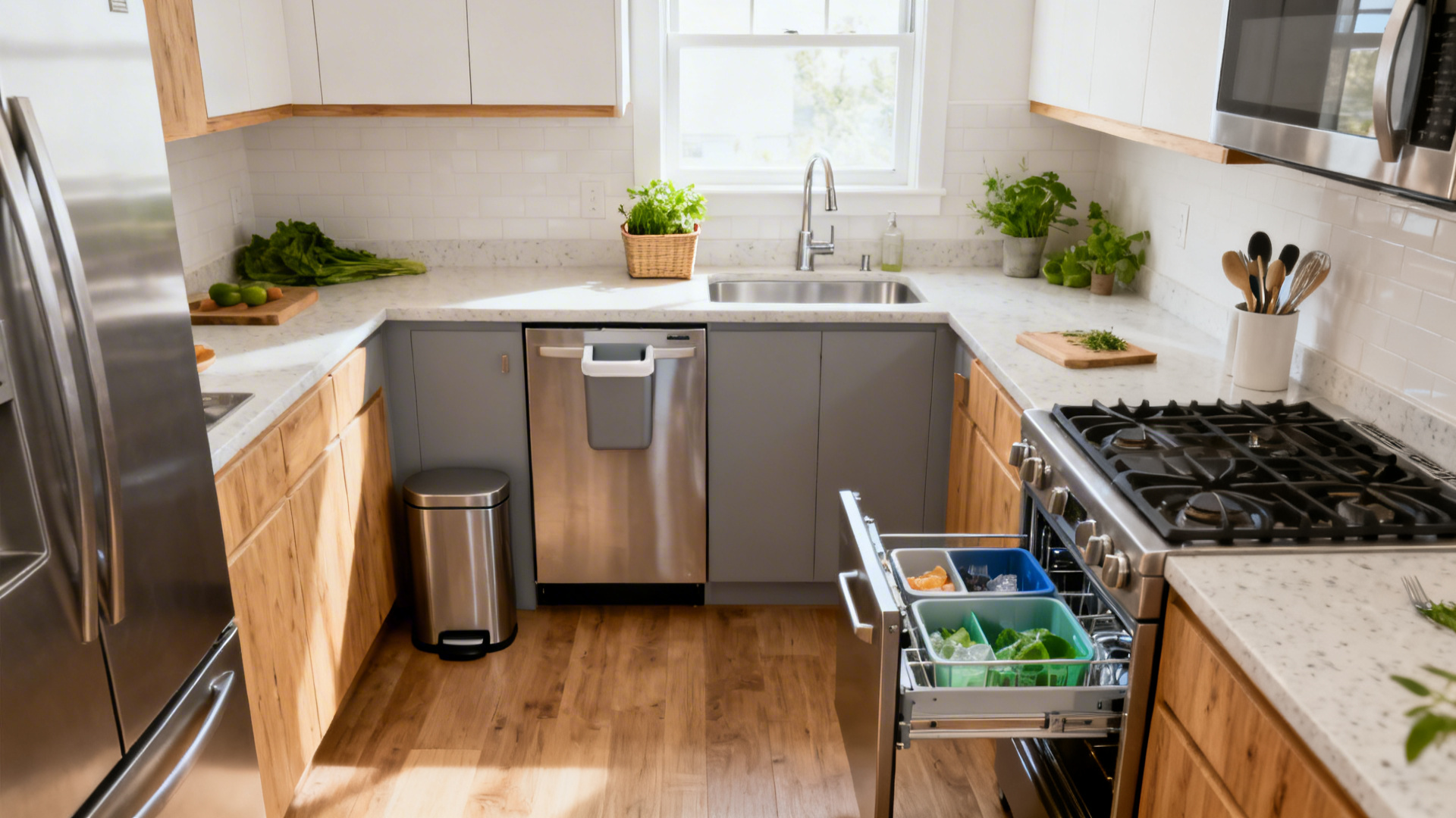 5 Kitchen Dustbin Ideas That Hide Trash in Small Kitchens