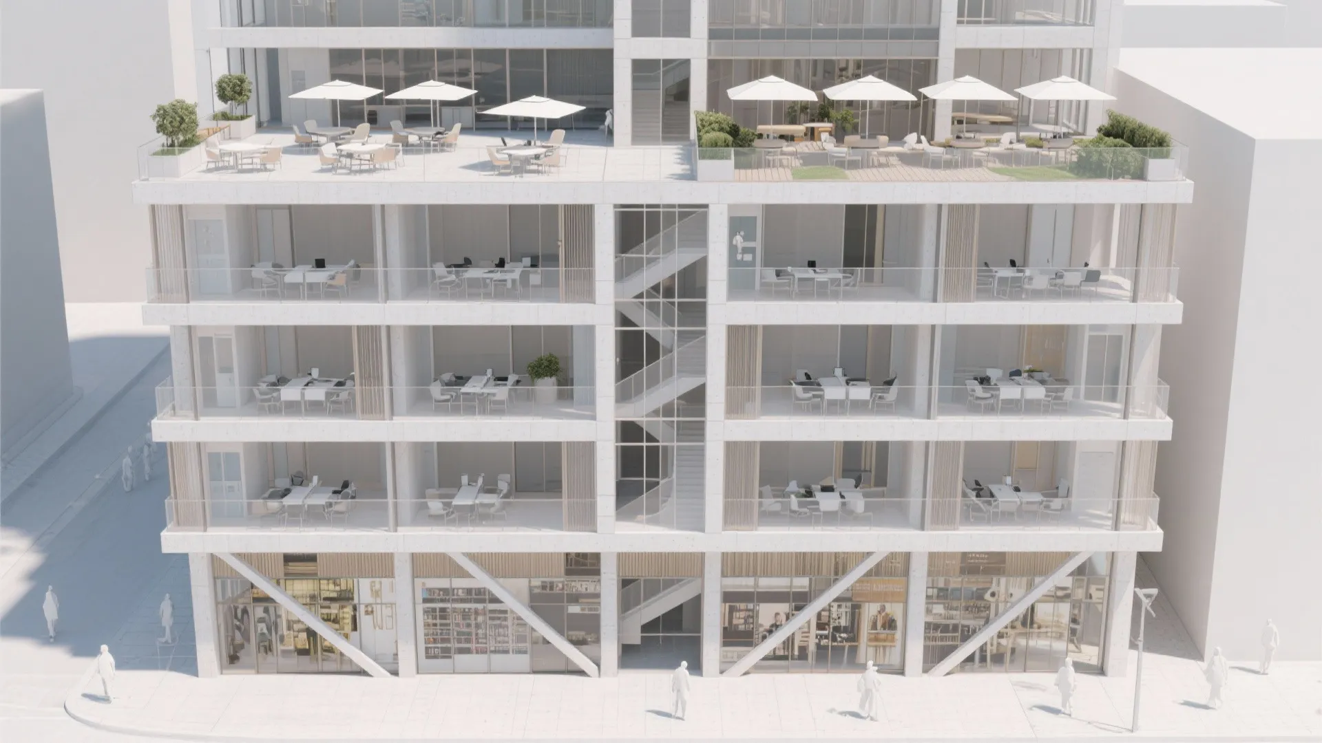 Four-Storey Commercial Building Floor Plan—A Future-Ready Stack