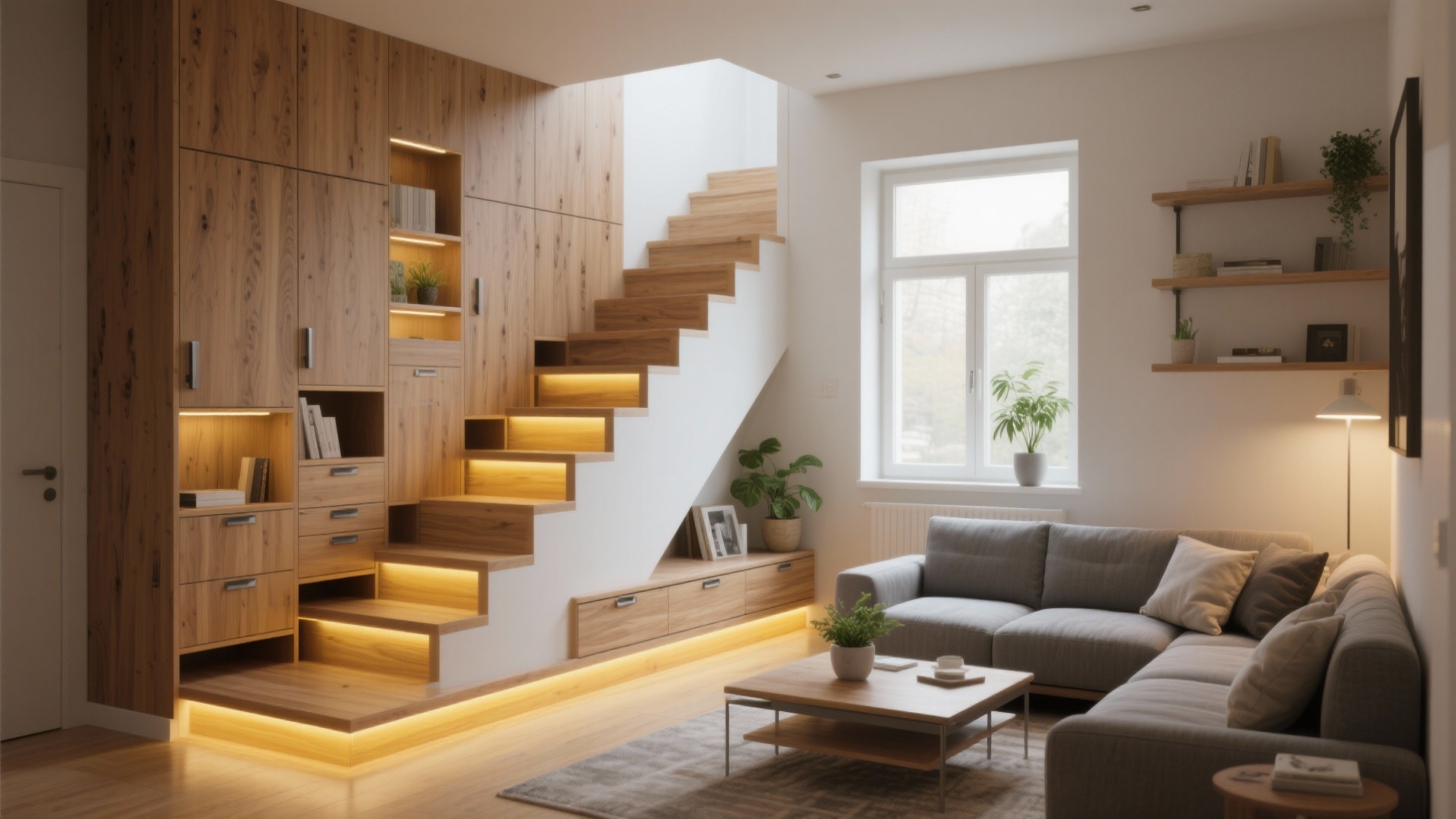 5 Small Space Living Room with Stairs Layout Ideas