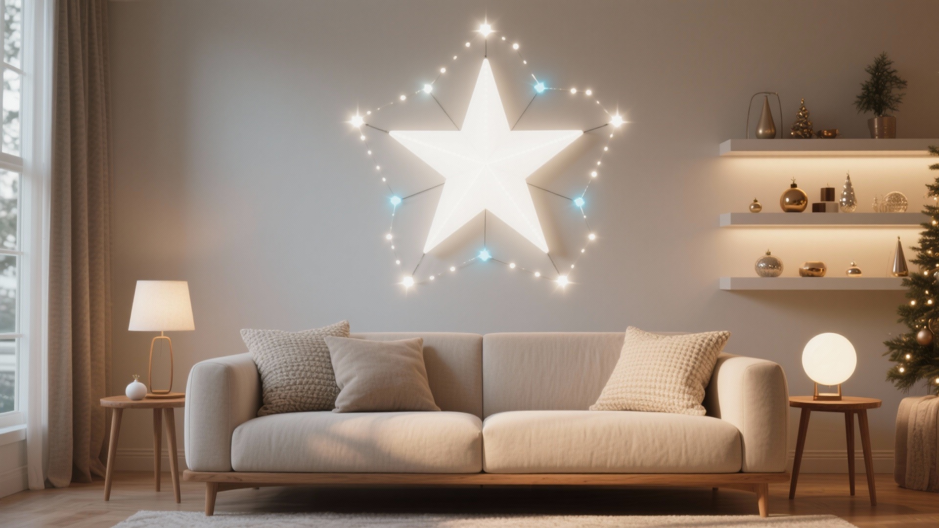 Christmas wall light — 5 compact ideas