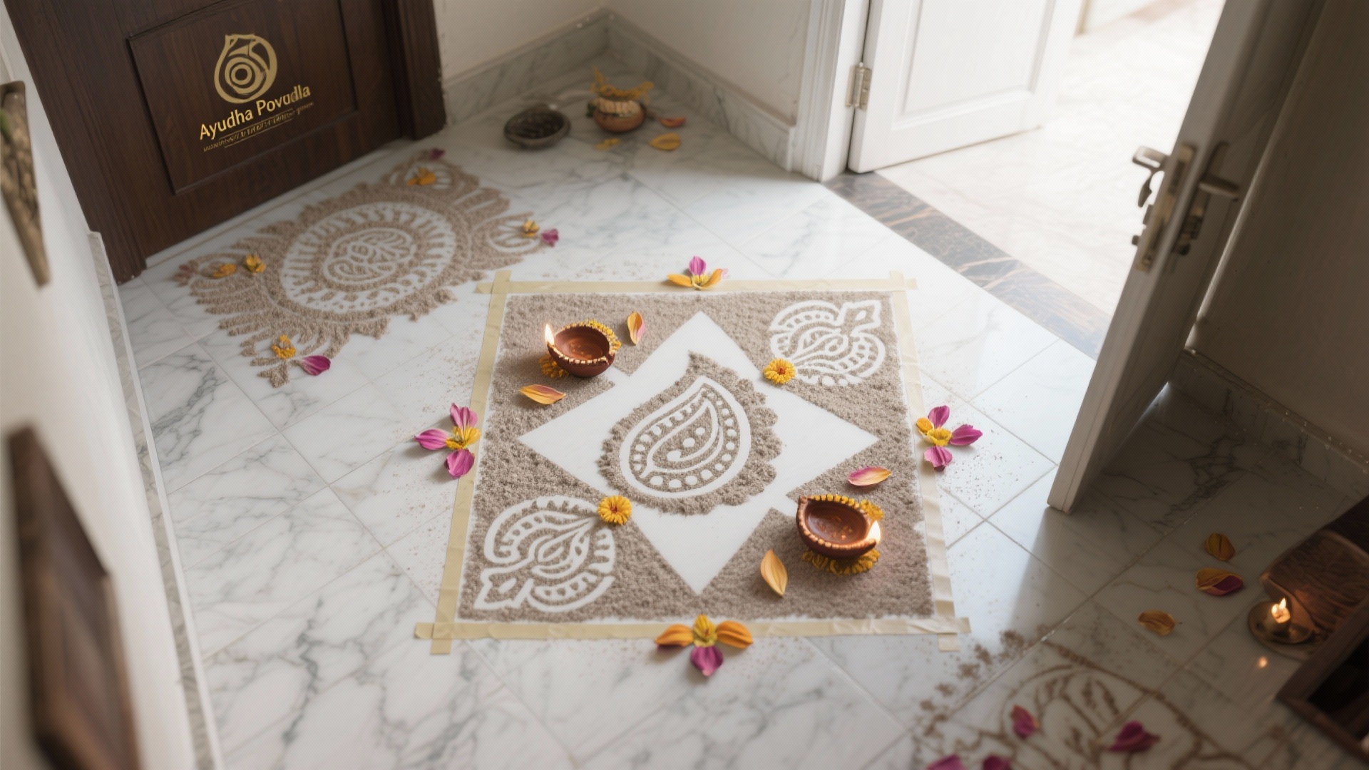 5 Ayudha Pooja Rangoli Designs for Small Homes