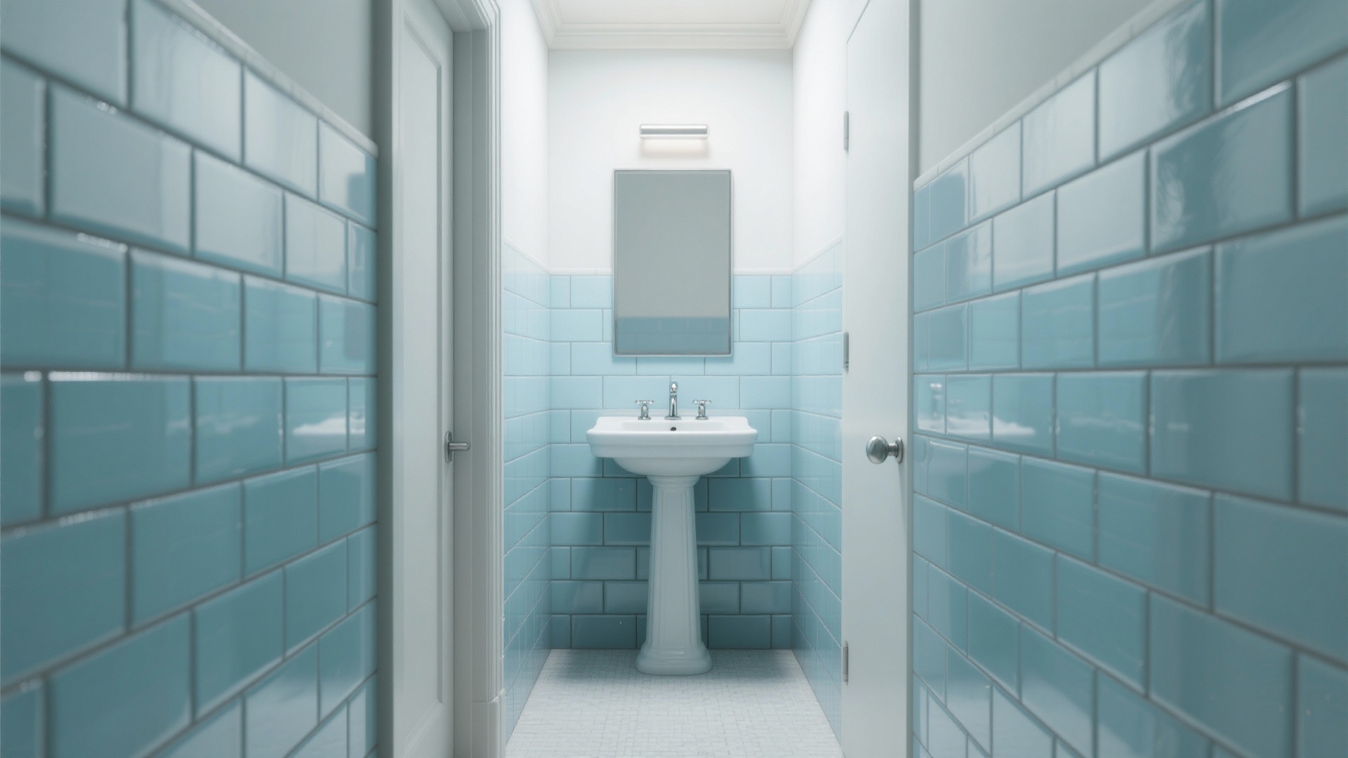 Small Bathroom Feels Cramped? Light Blue Tile Ideas