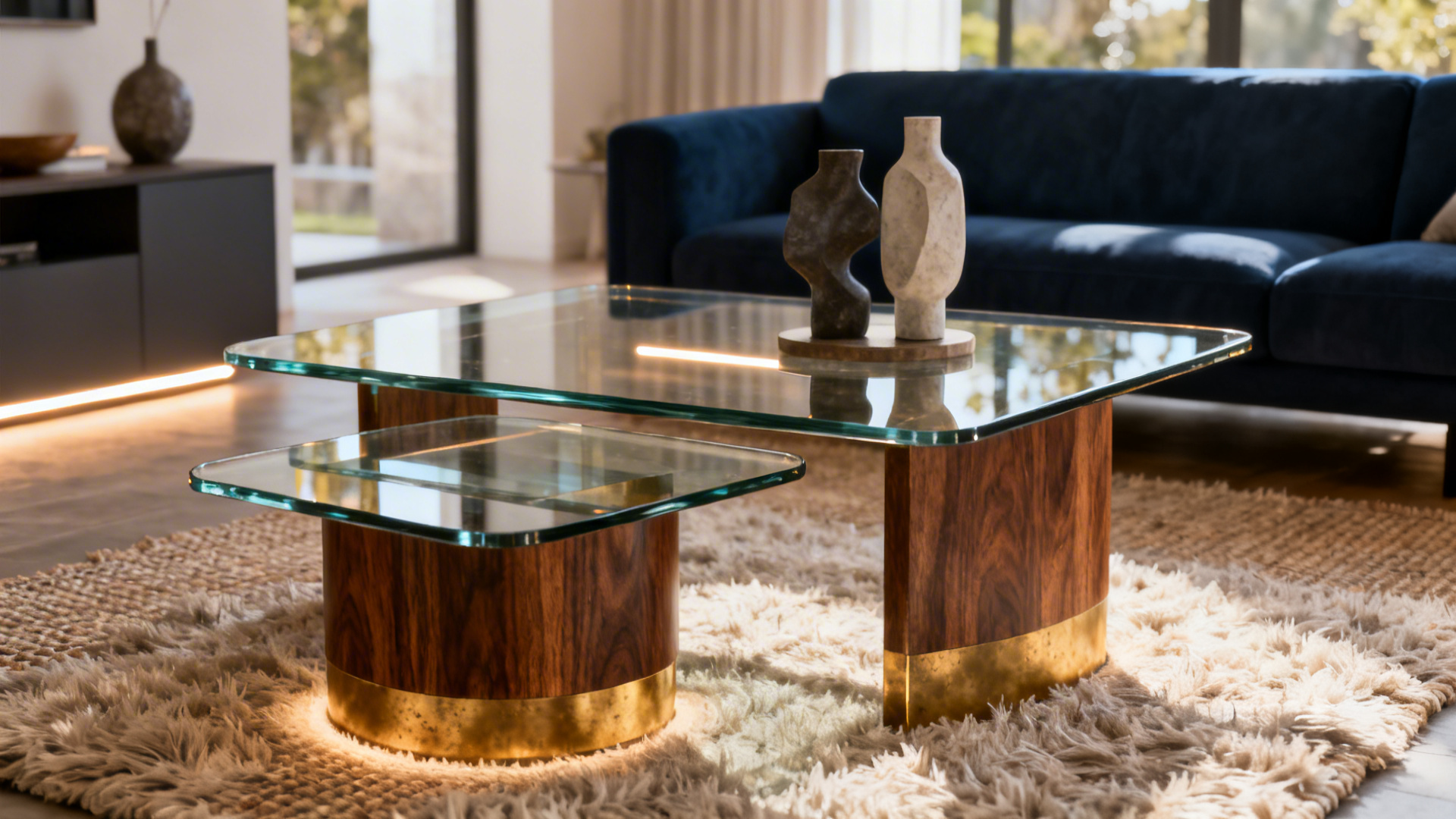 Living Room Feels Crowded? 3 Piece Glass Table Set Fix