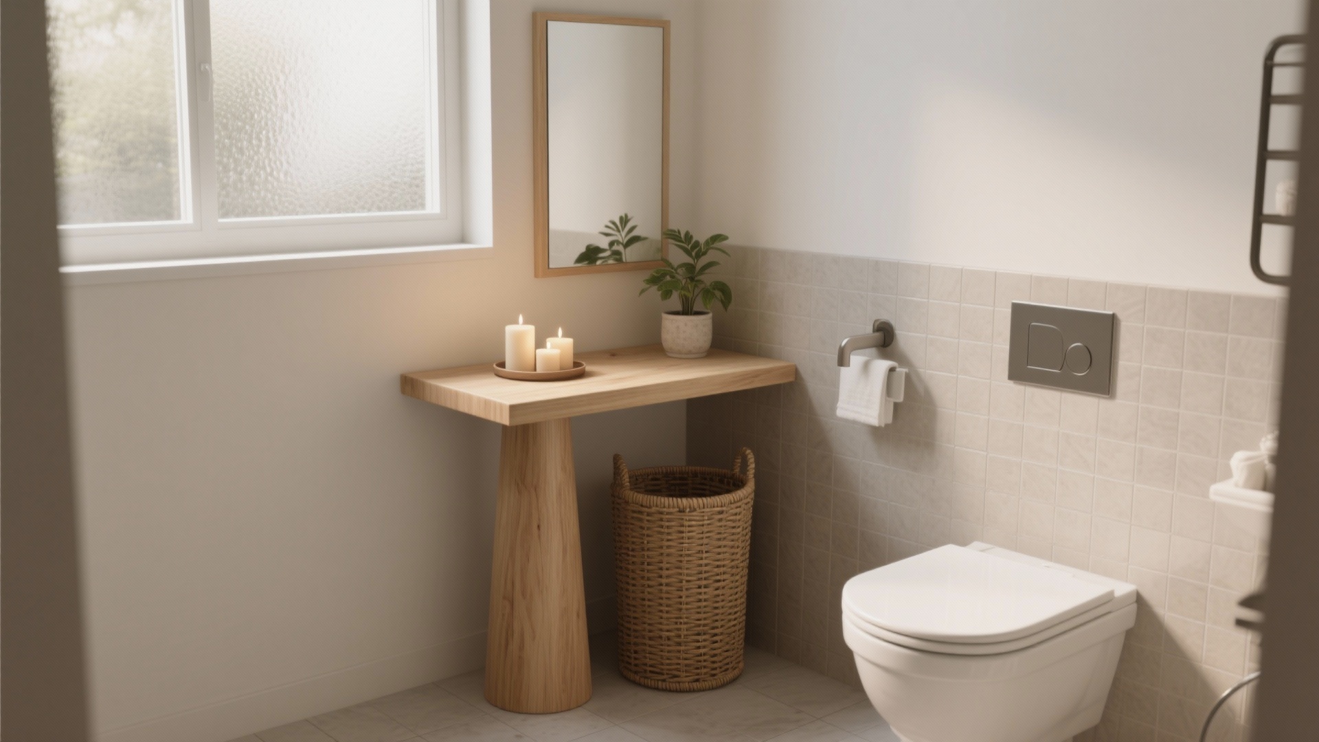 Tiny Bathroom, No Surface? Small Table for Bathroom Fix