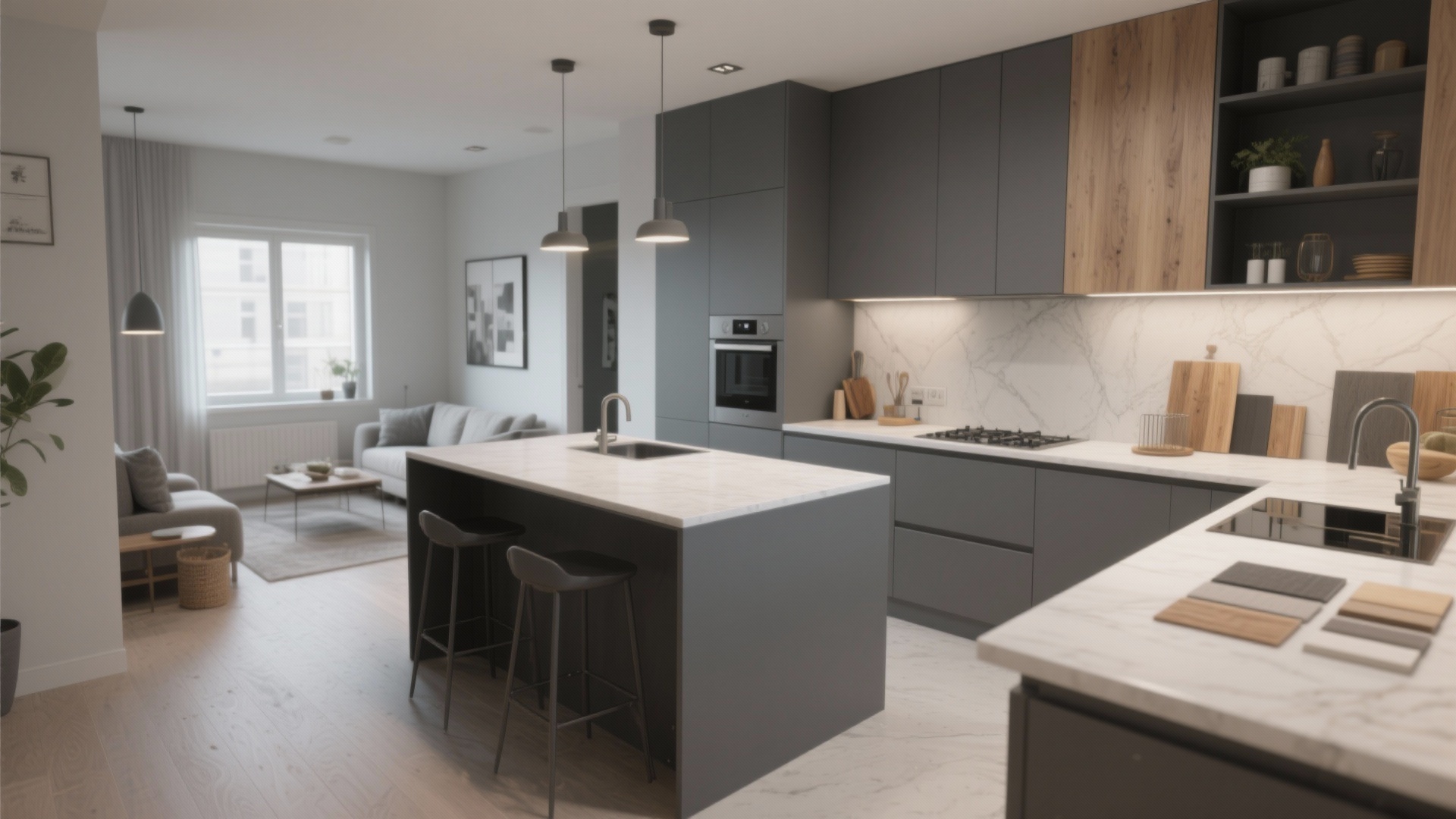 Small Kitchen Too Dark? 5 Grey Countertops That Open Space