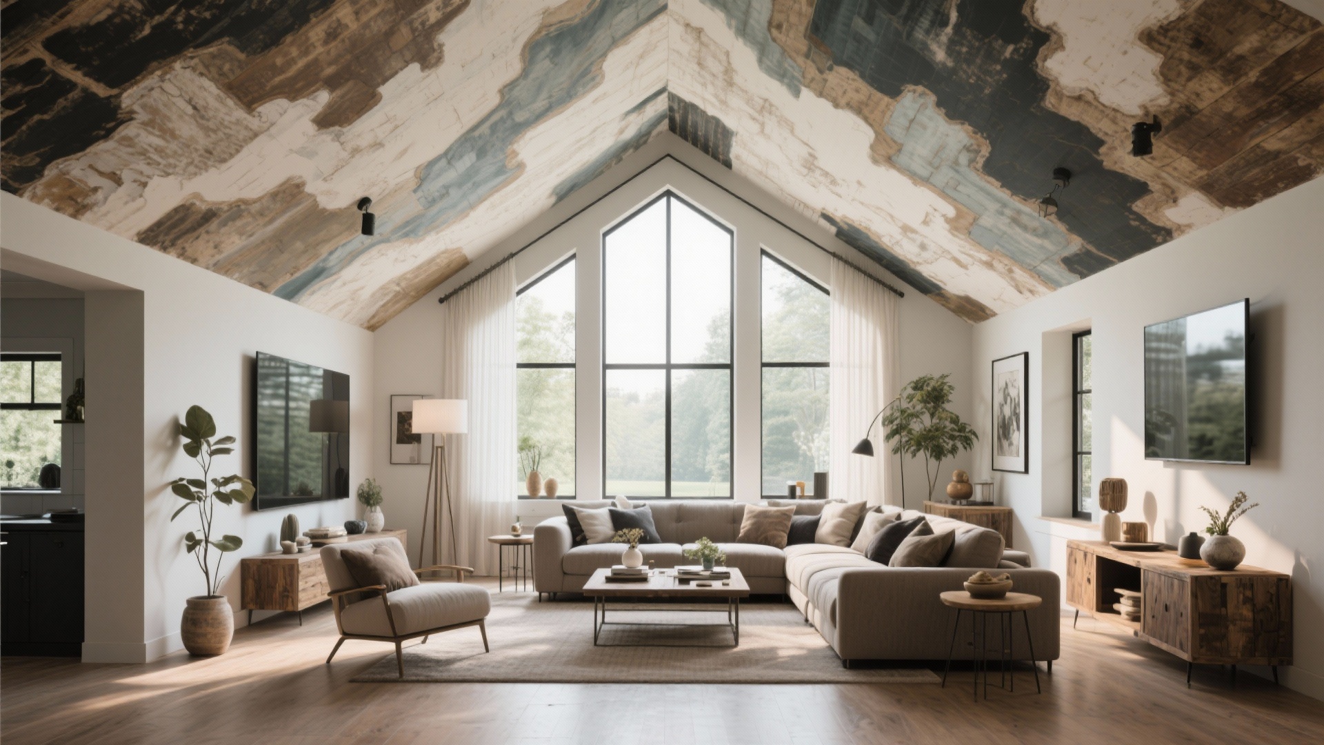 Living Room Feels Empty? Vaulted Ceiling Paint Ideas