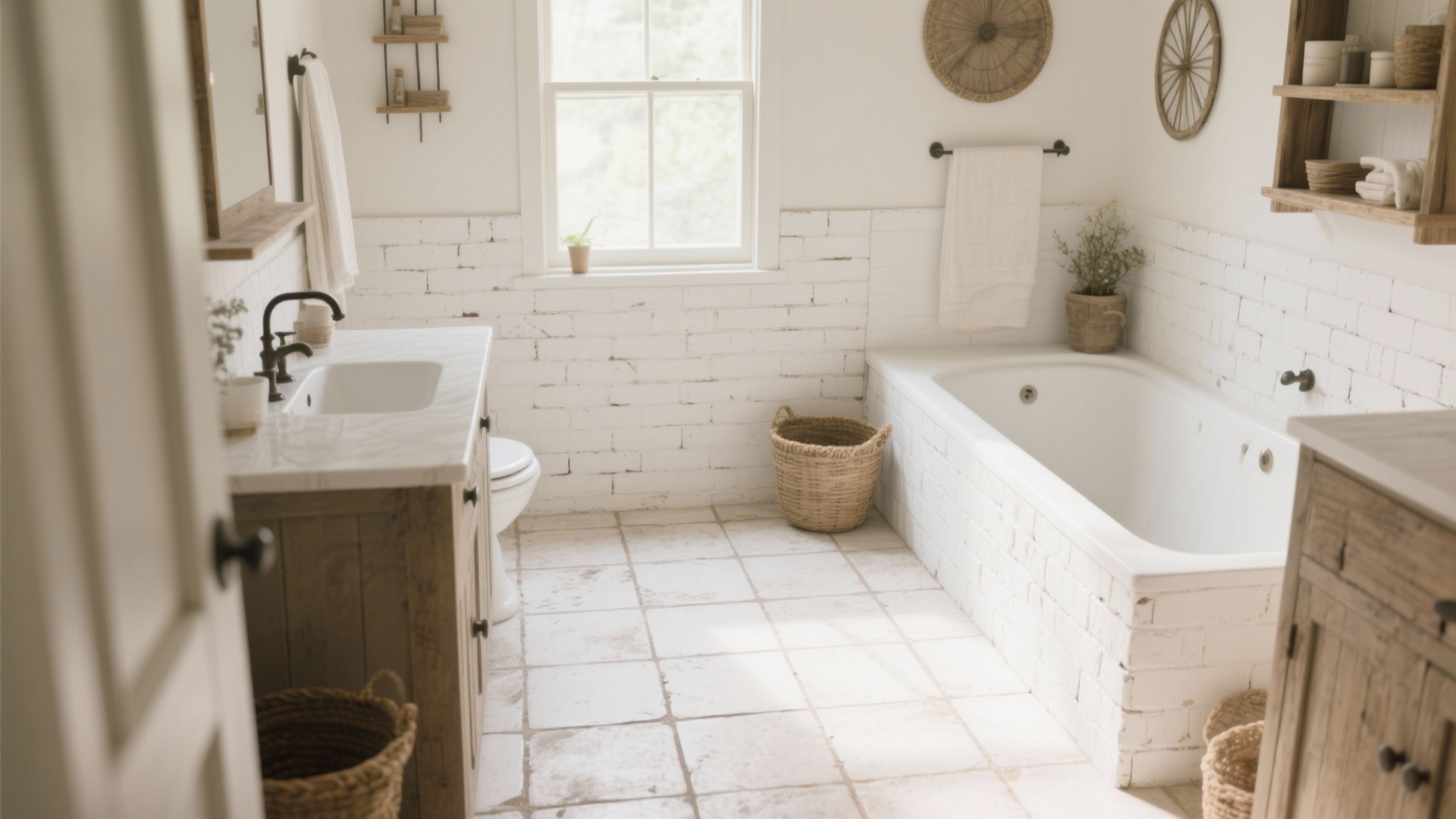 10 Farmhouse Rustic Bathroom Floor Tile Ideas