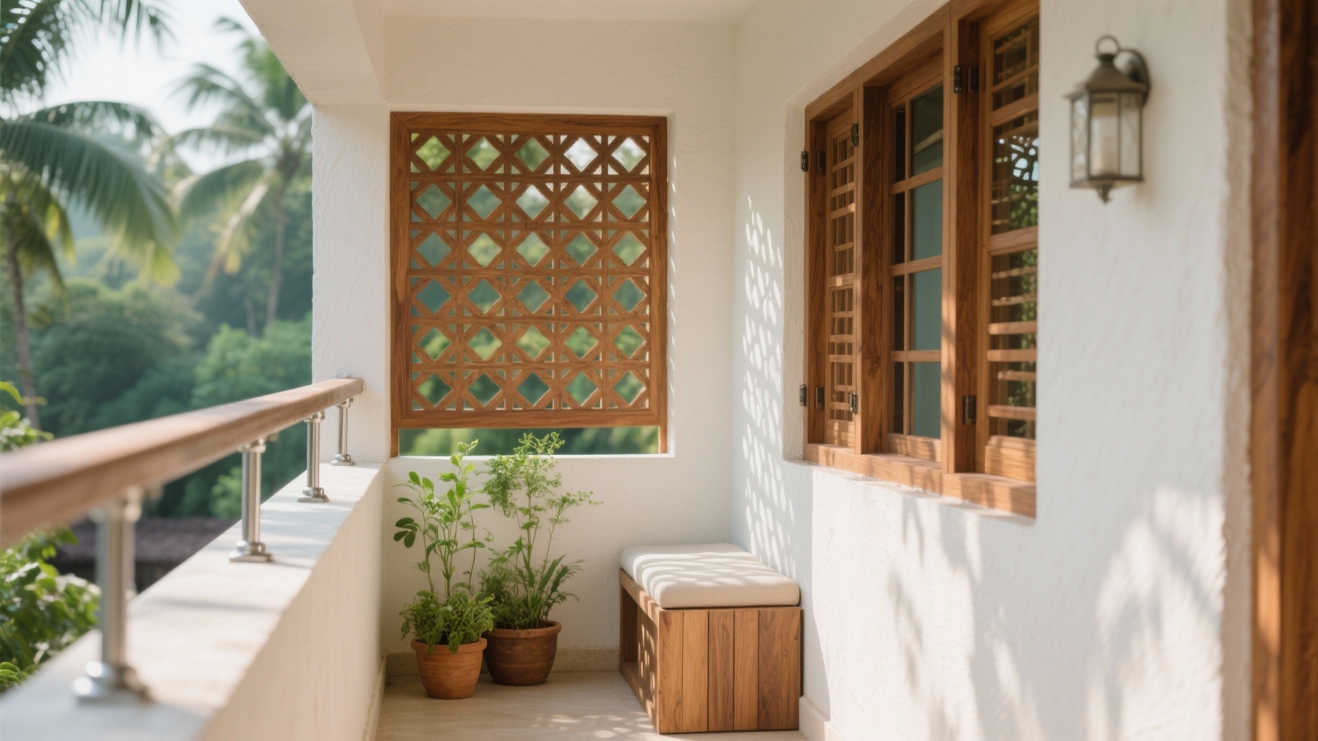 Kerala House Balcony Window Design: 5 Warm Wood Ideas