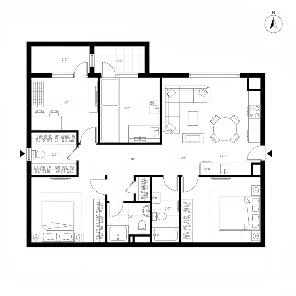 1000 sq ft Floor Plan India — Future Interface Design
