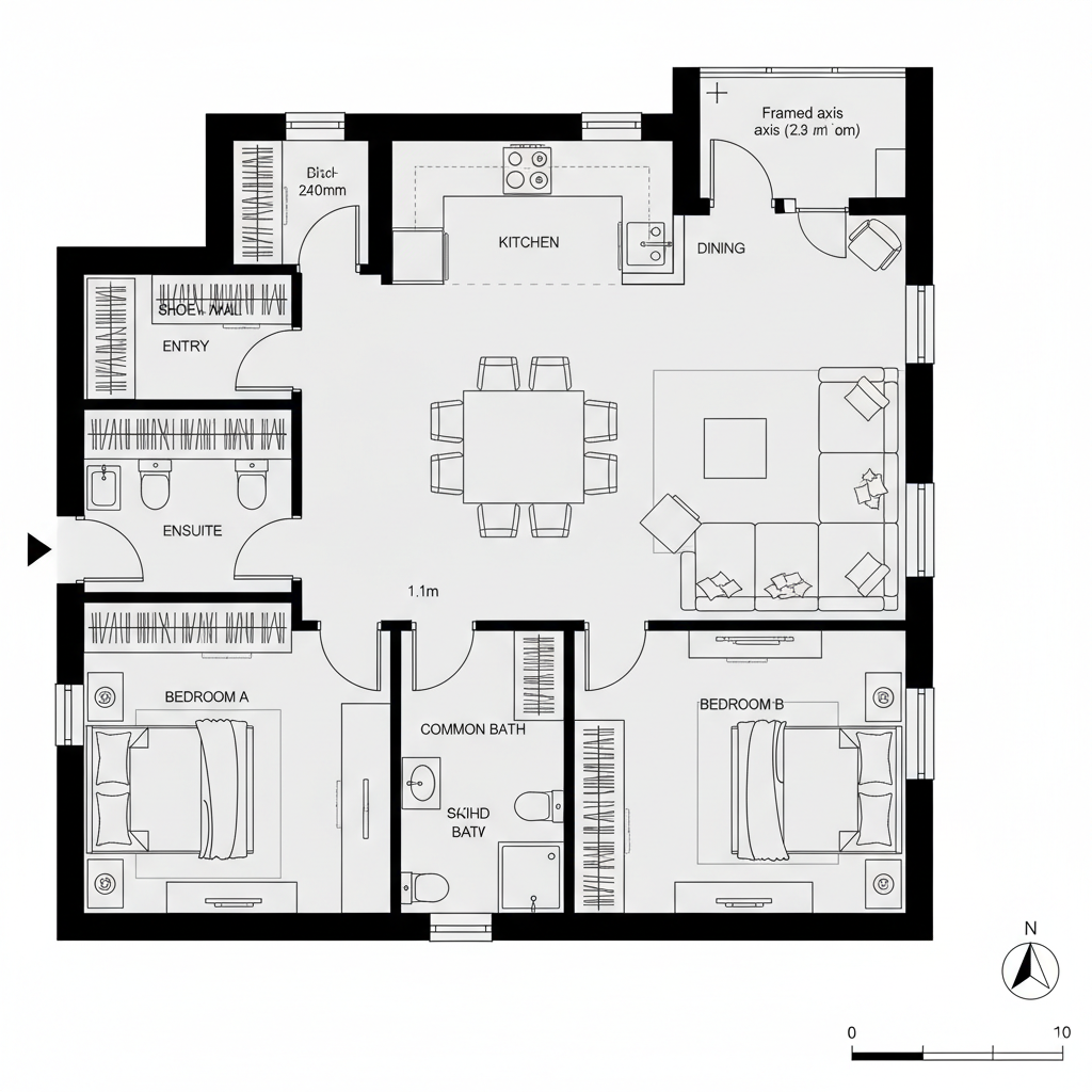 Bhoomi Acropolis 1–2 BHK Floor Plan — Future-Ready Spatial Interface