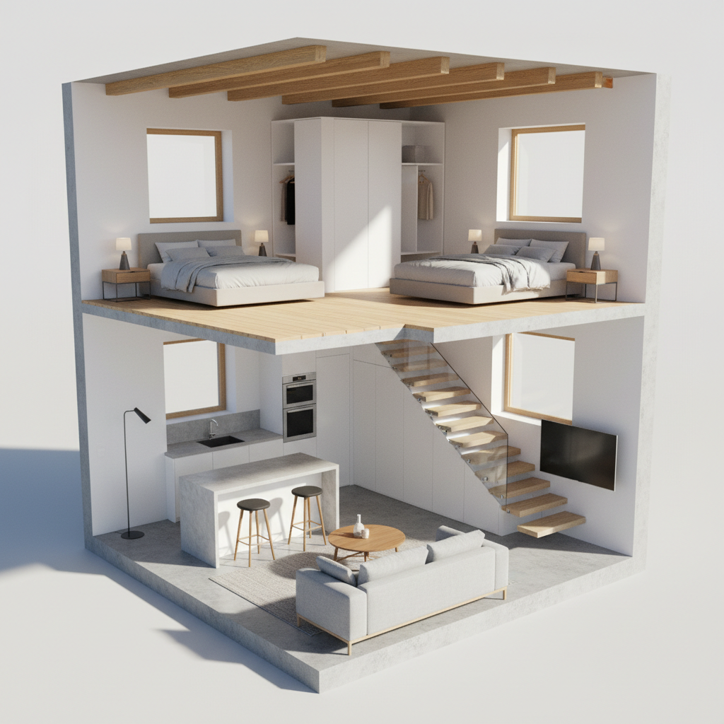 Denah Rumah Minimalis 2 Kamar Ukuran 5x7