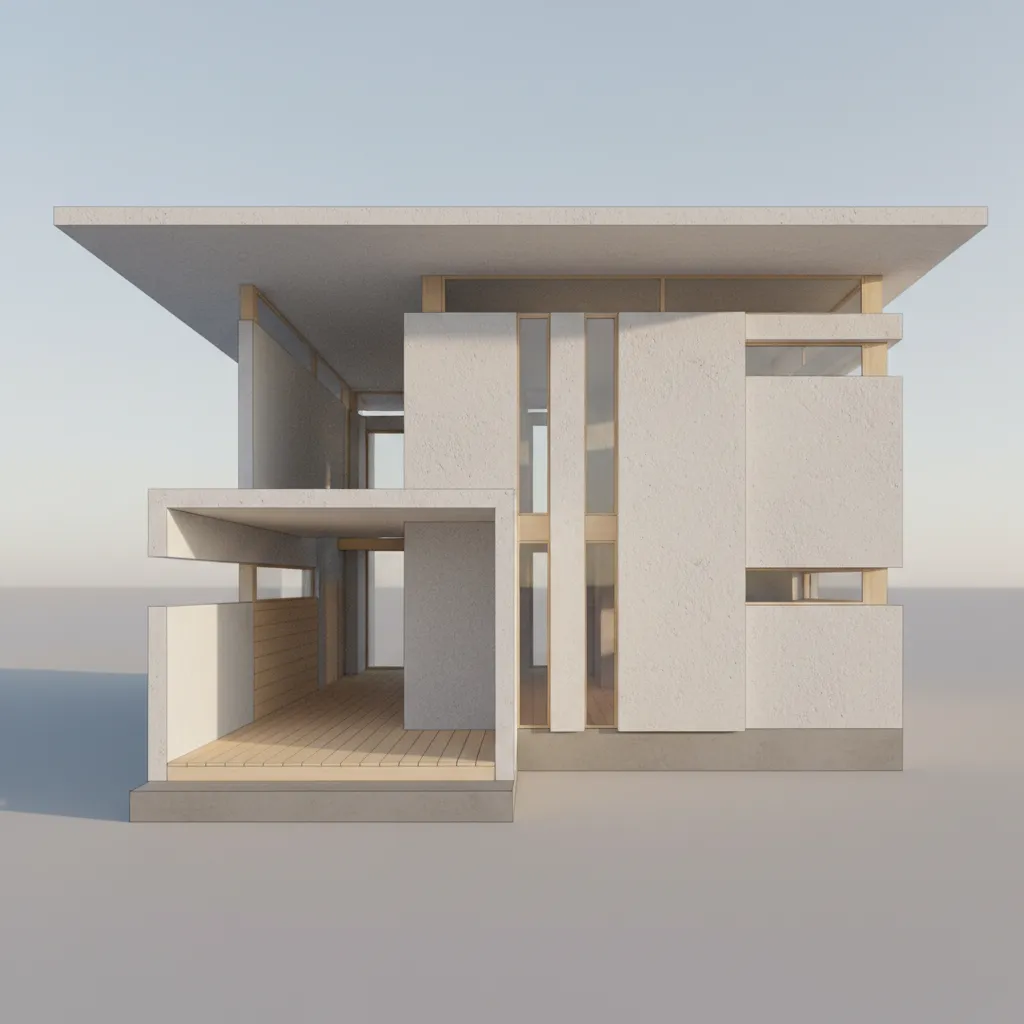 900 sq ft Single-Floor Plan and Front Elevation: Future-Ready Design