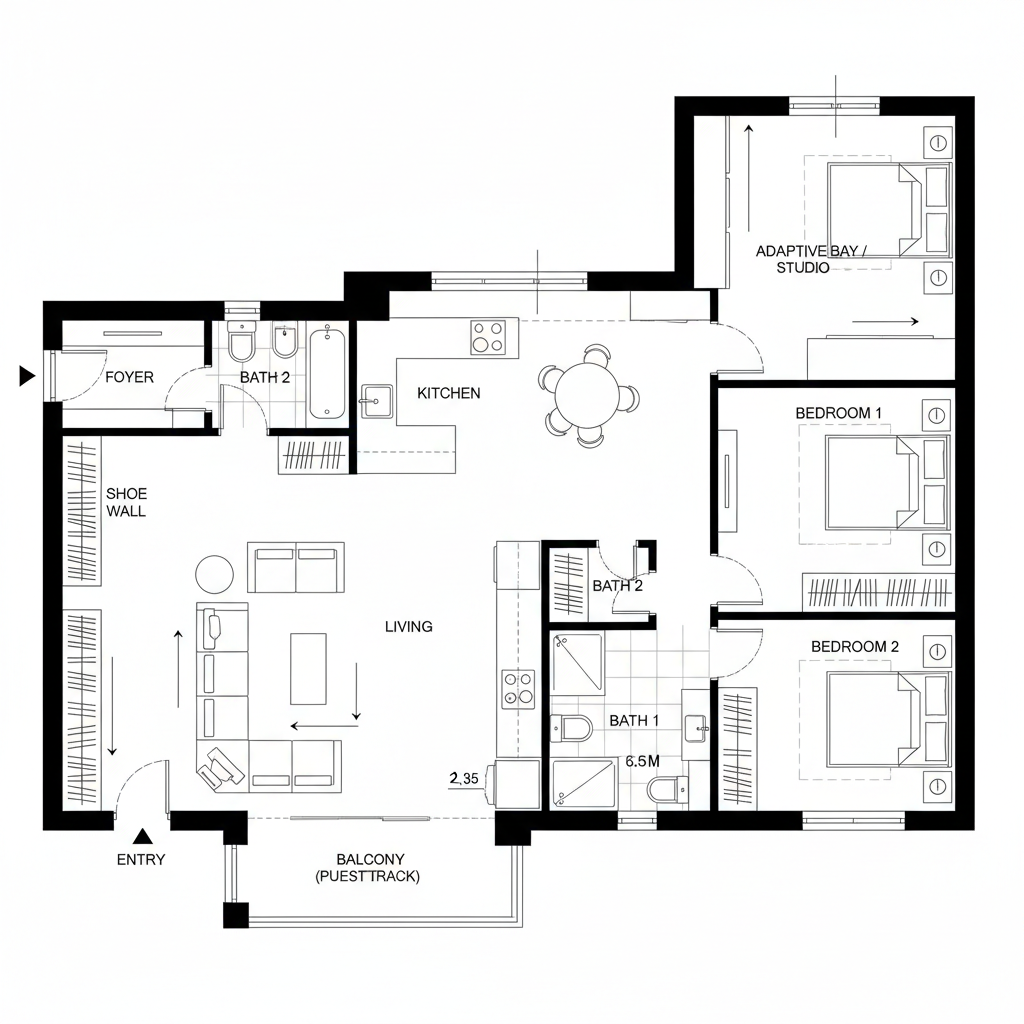 3 BHK Floor Plan Bhopura — Future-Ready Layouts
