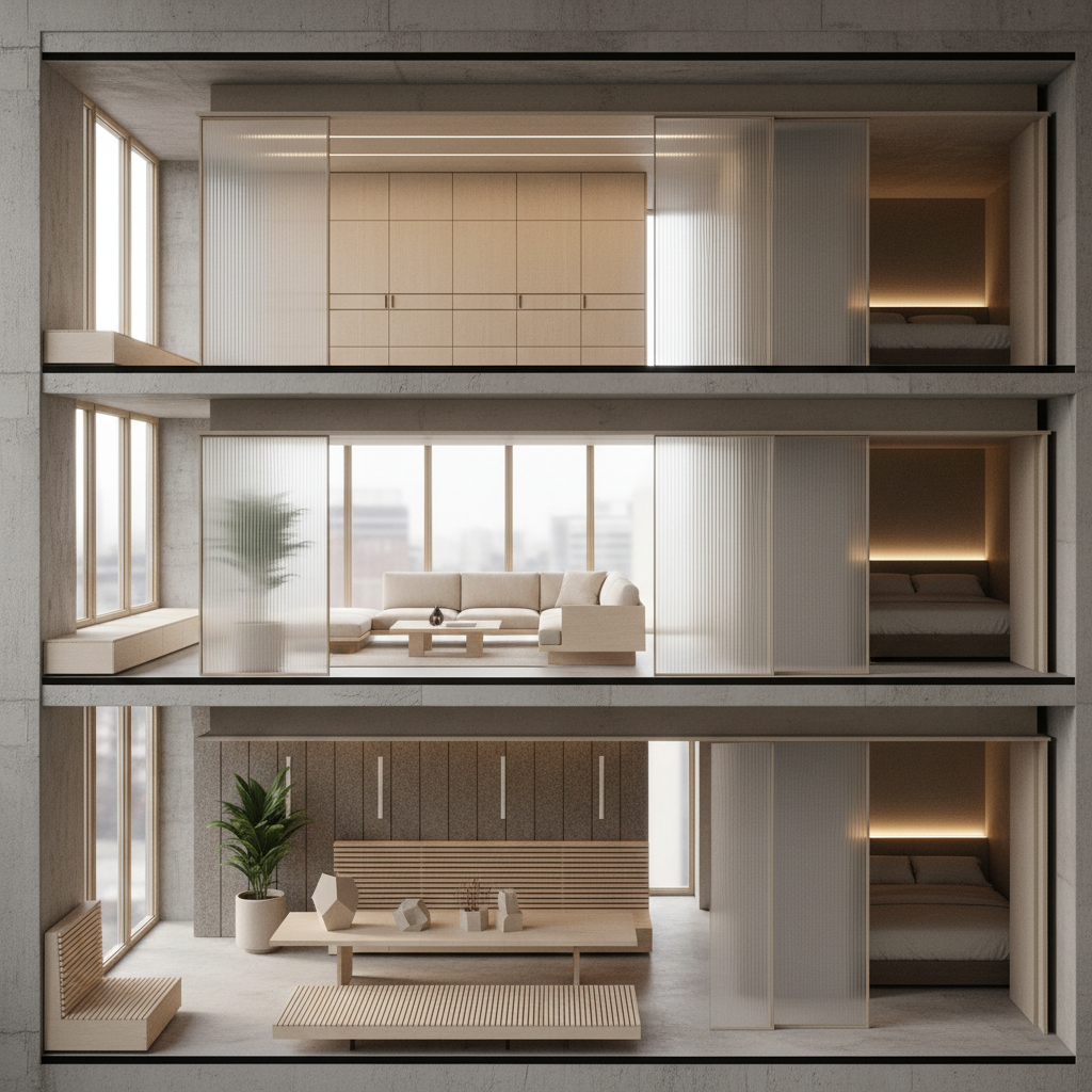 Double + Single Bedroom in a Commercial Floor Plan