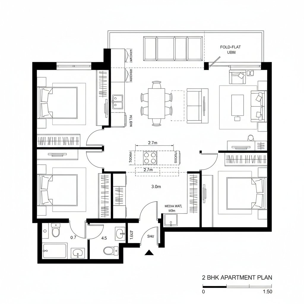 2 BHK Open Plan Layout — Future-Ready Spatial OS