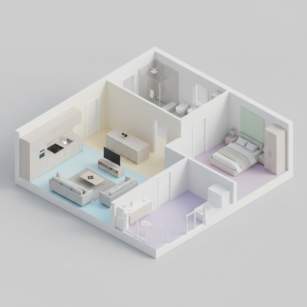 3D Isometric Floor Plan Looks Flat? Fix Scale & Lighting