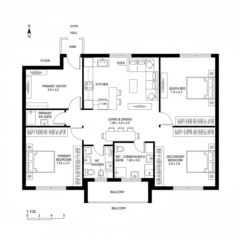 Urban Forest 2 BHK Floor Plan — Biophilic Interface for City Living