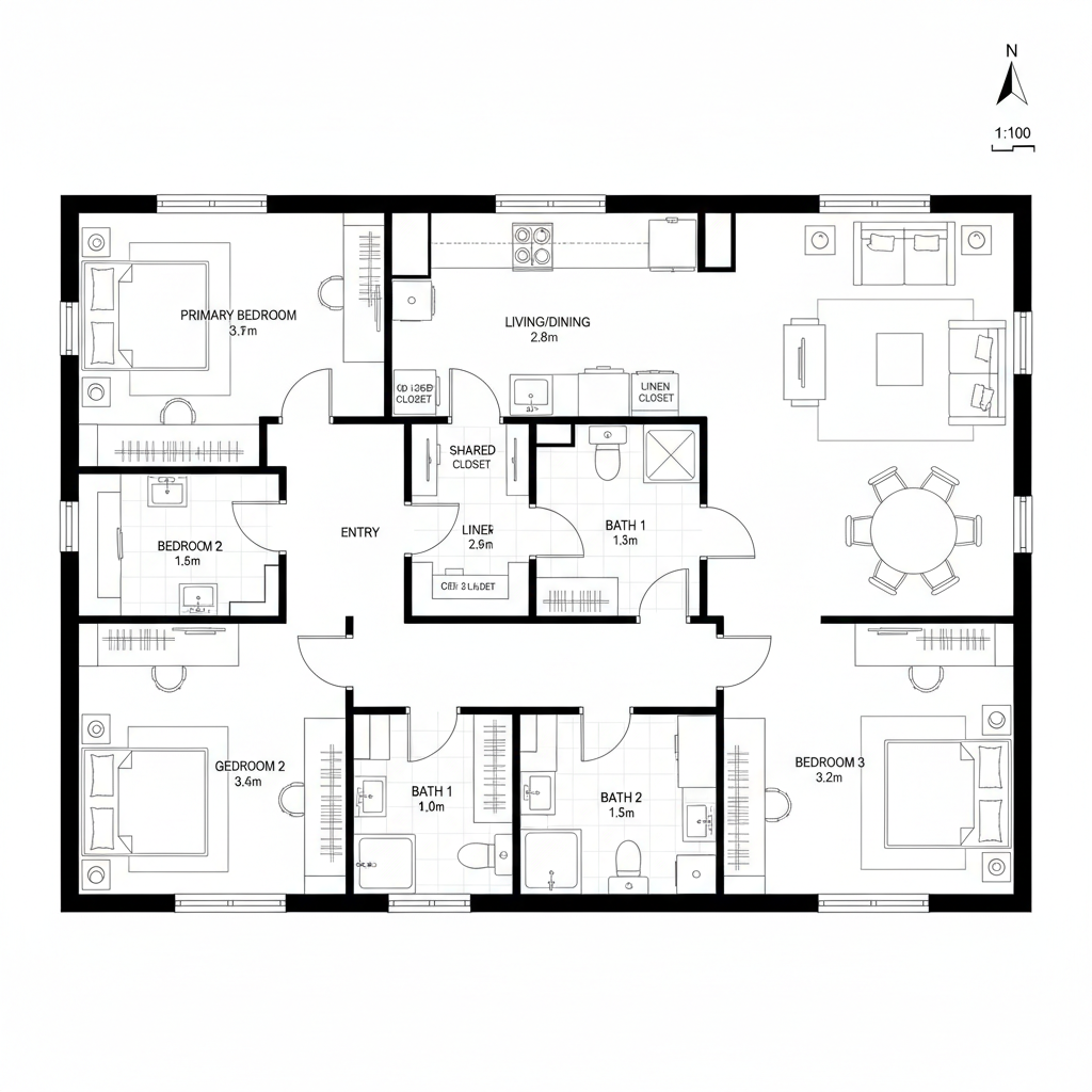 Modern 3 Bedroom Apartment Floor Plans That Fix Crowded Layouts