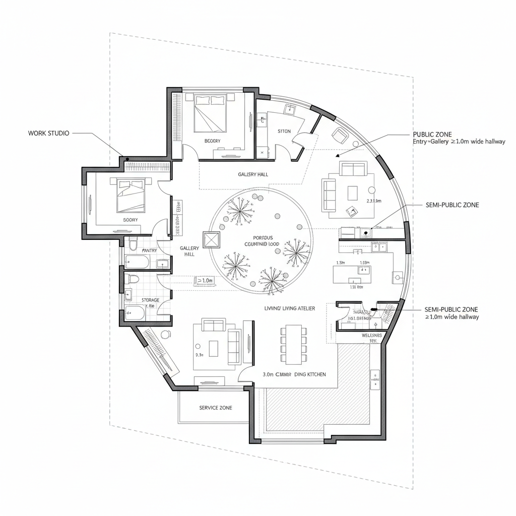Innovative Floor Plan for a 40,000 sq ft Plot