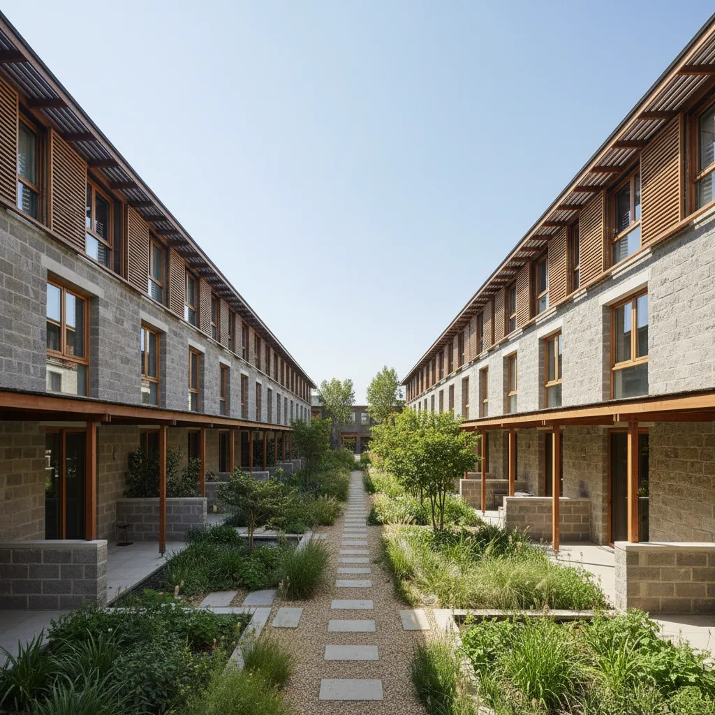 Clustered 1-BHK Row Housing Floor Plan Concepts