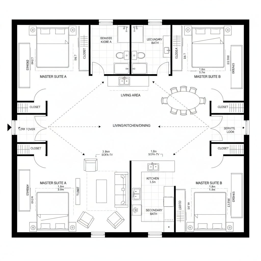 Split Master Bedroom Floor Plans – Futurist Dual-Suite Design