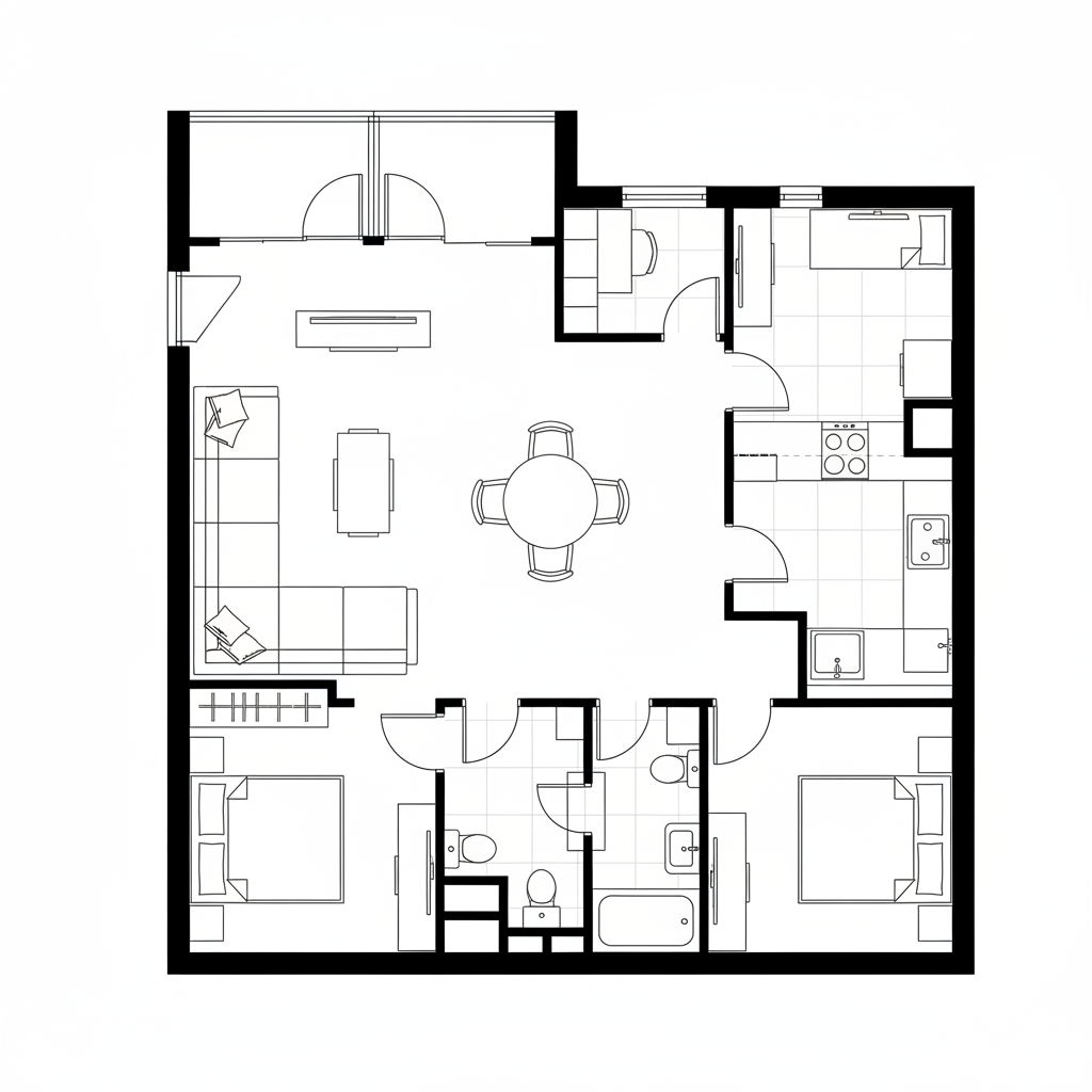 Hauz Khas 2 BHK Future-Ready Floor Plan on Sri Aurobindo Marg