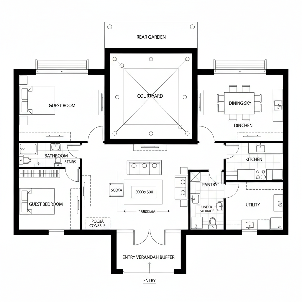 Kerala Ground & First Floor Plan – Future-Ready Kerala Home Design