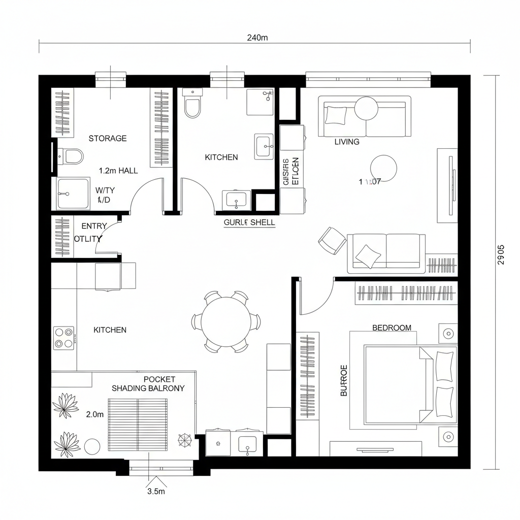 Kozhikode Apartment Floor Plan – Futurist Interface Design