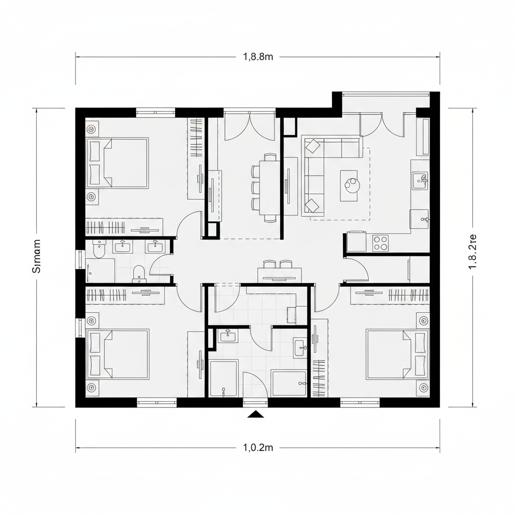 4 BHK Floor Plan Feels Cramped? 3 Rectangle Layout Fixes