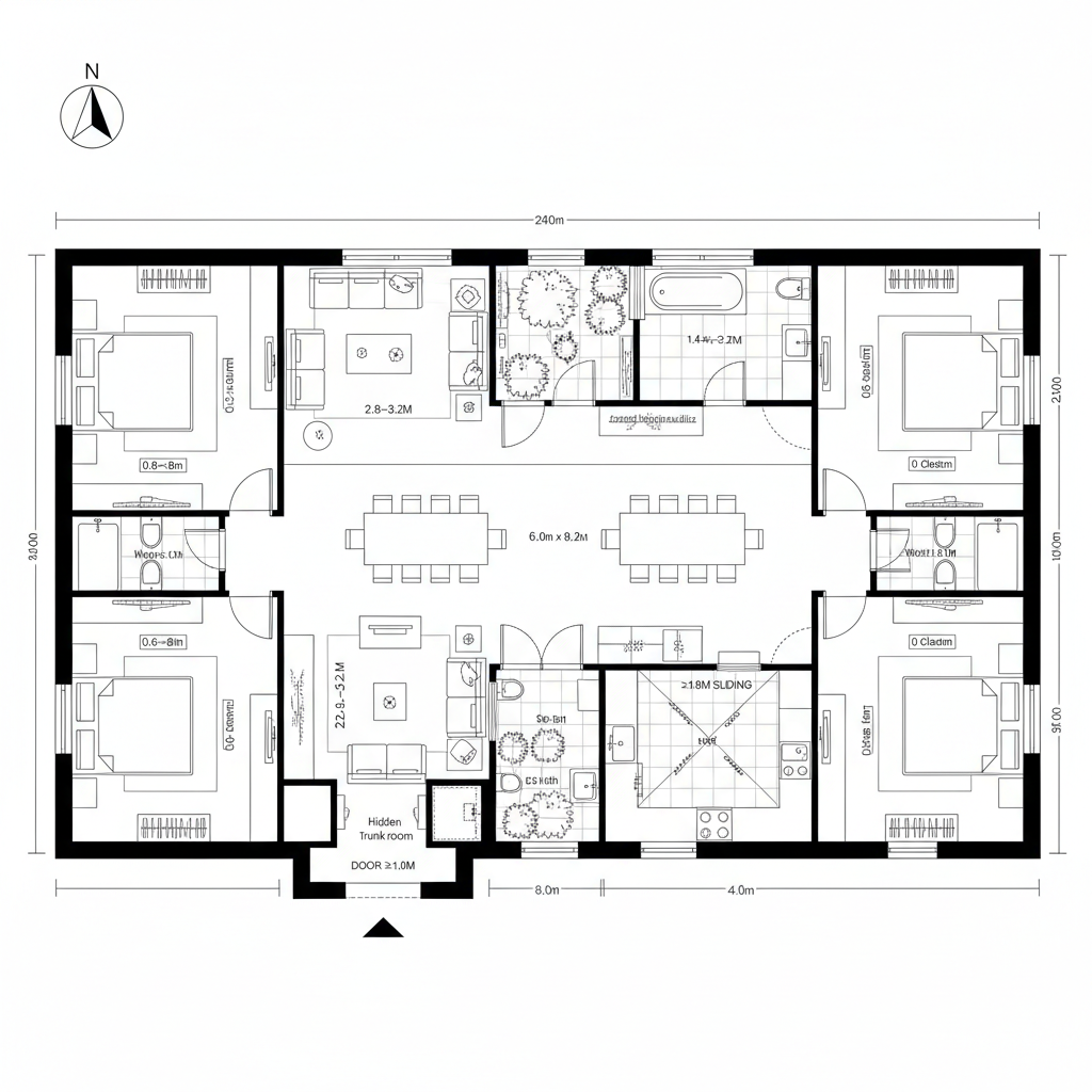 Two-Bedroom Five-Bath Mansion Floor Plans — Interface-Driven Design