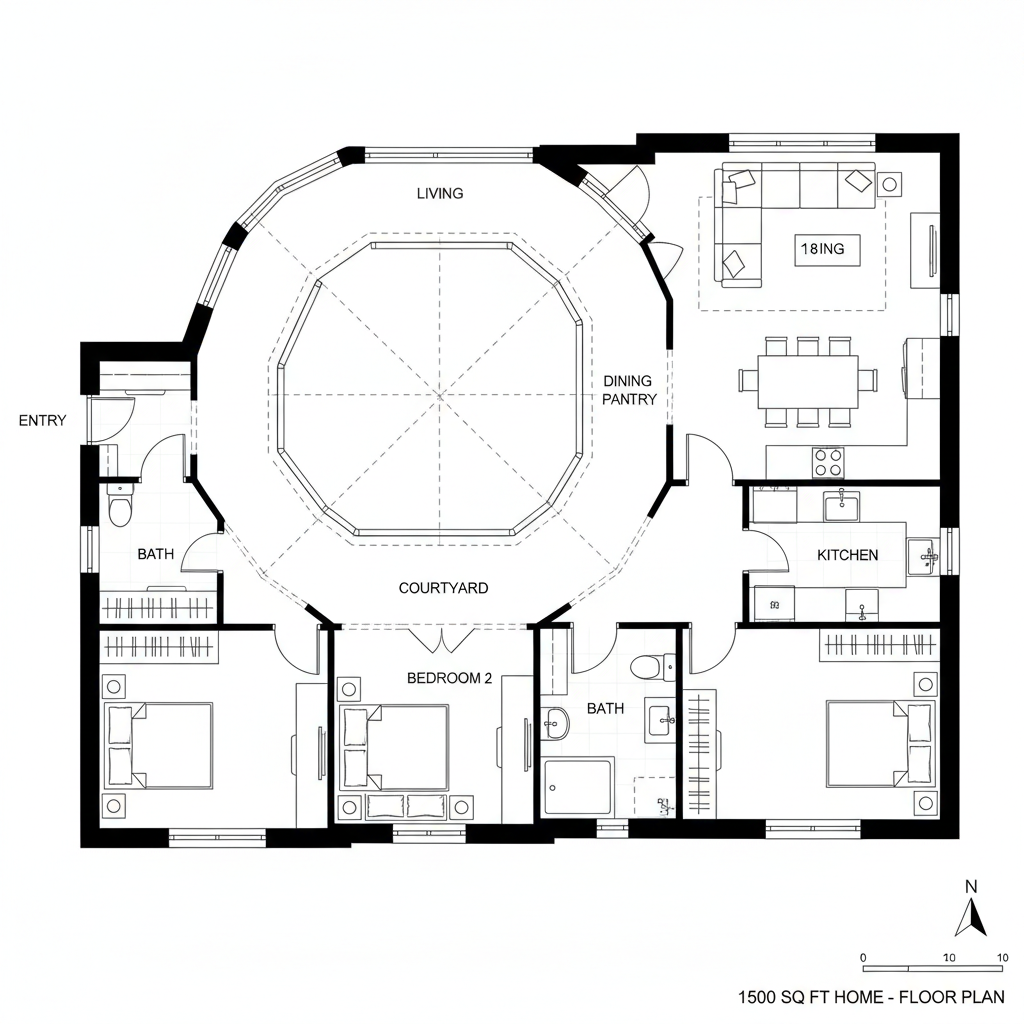 Future-Ready 1500 sq ft USA Floor Plan