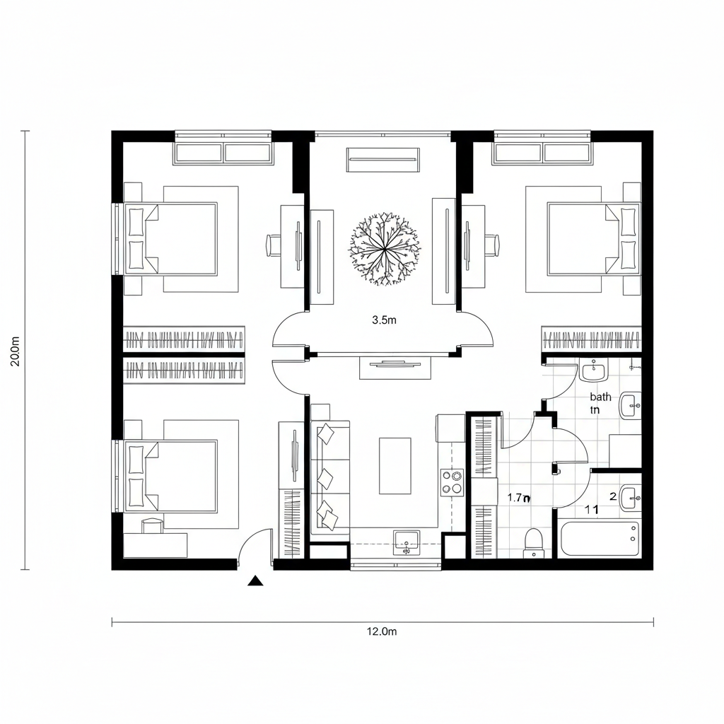 2-Bedroom 3D House Plan with Baranda — Future-Ready Layouts