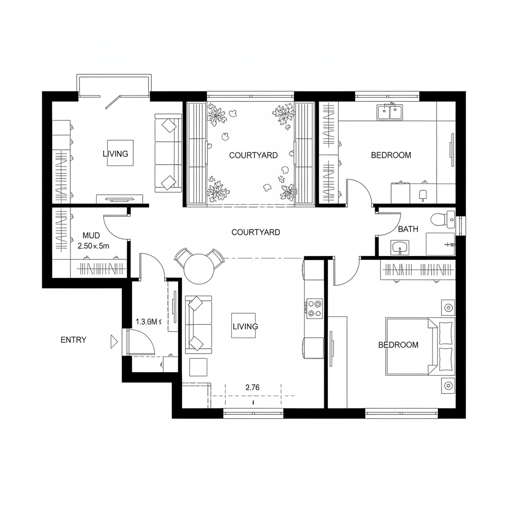 1000 Sq Ft Ground Floor One-Bedroom Layouts—Future Interface Design