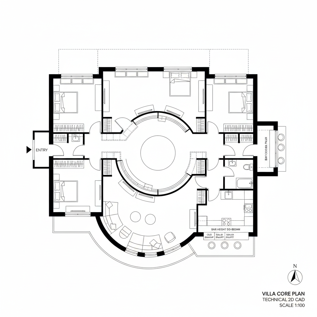 Villa Layout with Outdoor Bar: Future-Ready Spatial Interface