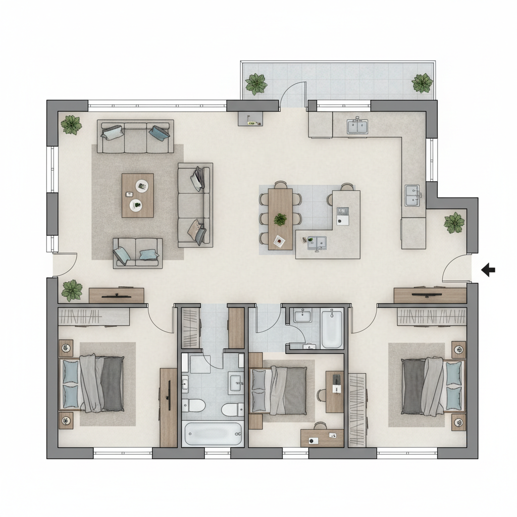Denah Rumah 8x12 Nyaman & Fungsional