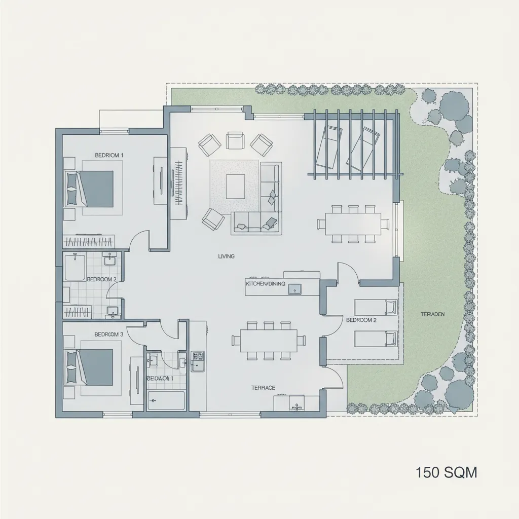 Contoh Denah Rumah Type 150 yang Fungsional