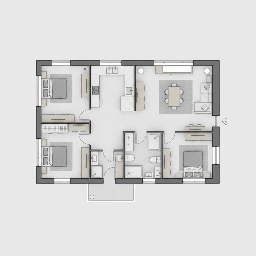 Denah Rumah Type 85 1 Lantai yang Ideal
