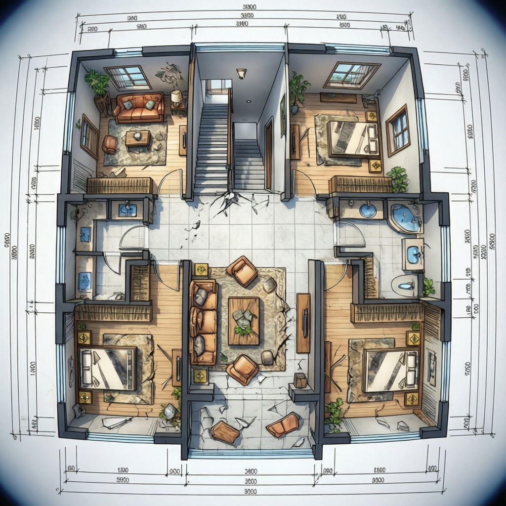 Denah Rumah 2 Lantai Lengkap PDF + Contoh