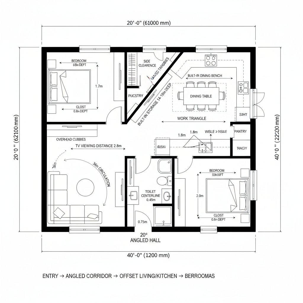 20×40 Two-Bedroom Floor Plan: Future-Ready Layouts