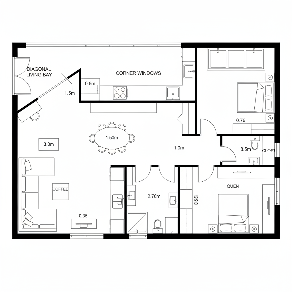 2-Bedroom 1-Bath Waterfront Floor Plans — Future Interface Design