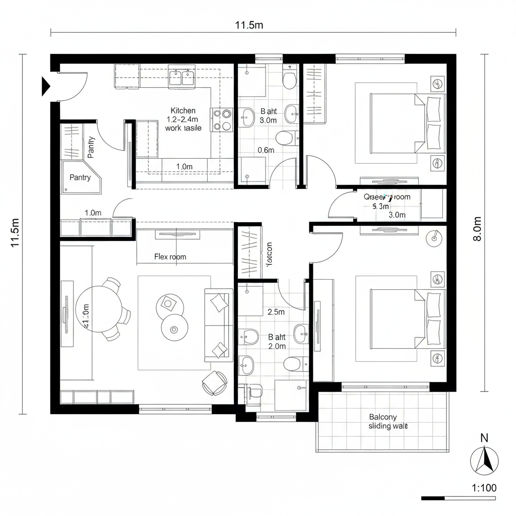 Two-Bedroom Open Floor Plans: A Future-Ready Interface