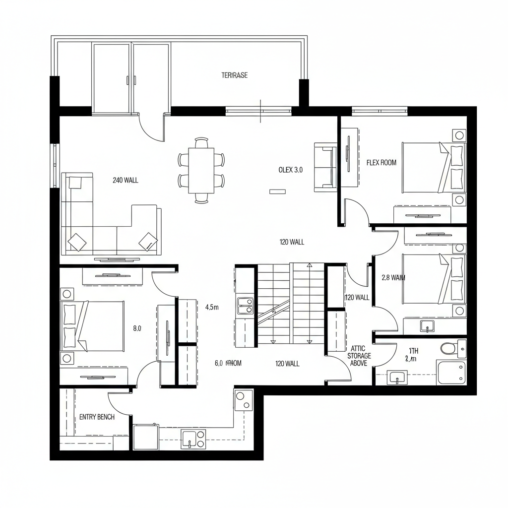 Multi-Storey Compact 3-Bedroom Layout: Future-Ready Design