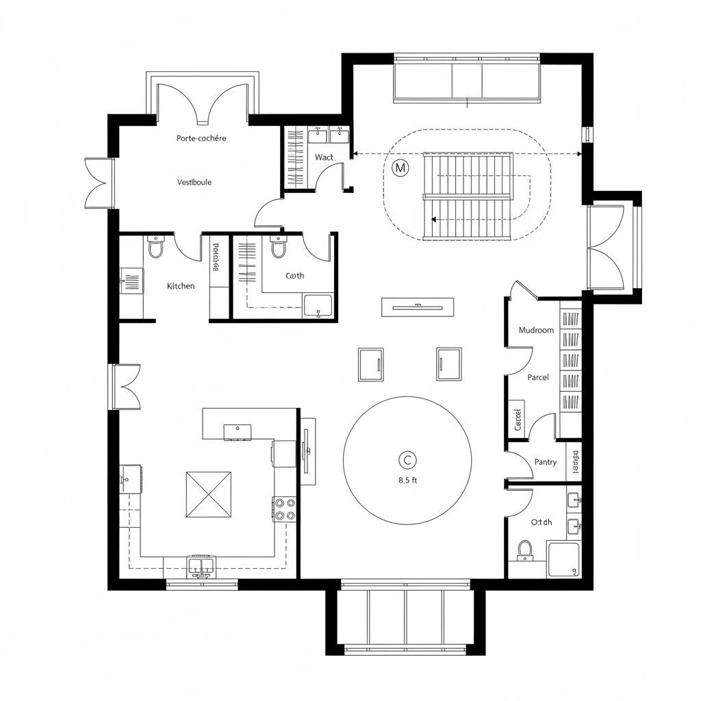 Villa Layout with Grand Foyer Entrance: Fix Messy Entry Flow