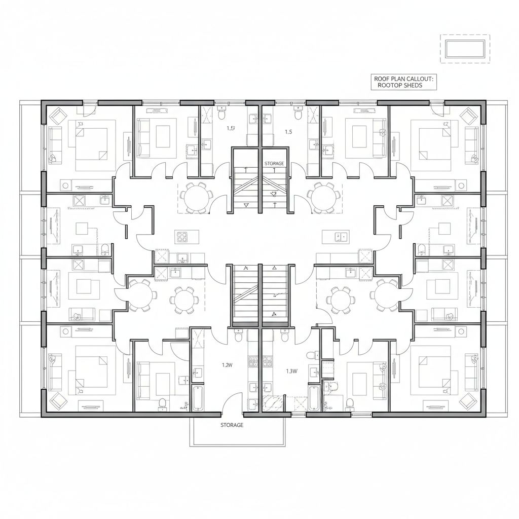 Four-Floor Apartment Plans for a 20×30m Plot