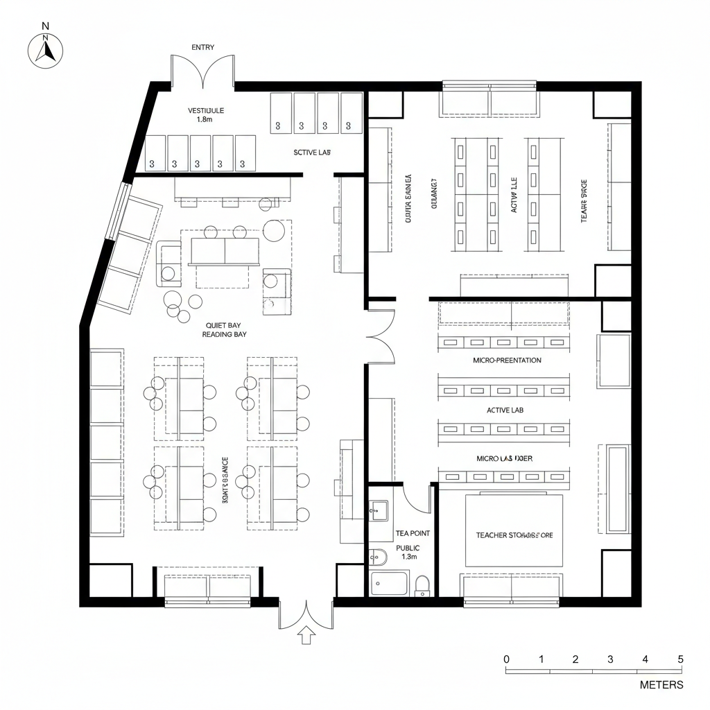 Small Tuition Floor Planning in 1000 sq ft (London)