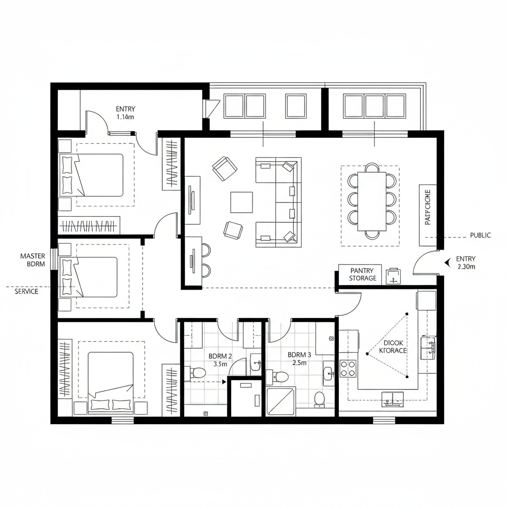 4 BHK 3D Vastu Floor Plan: Future-Ready Design Layout