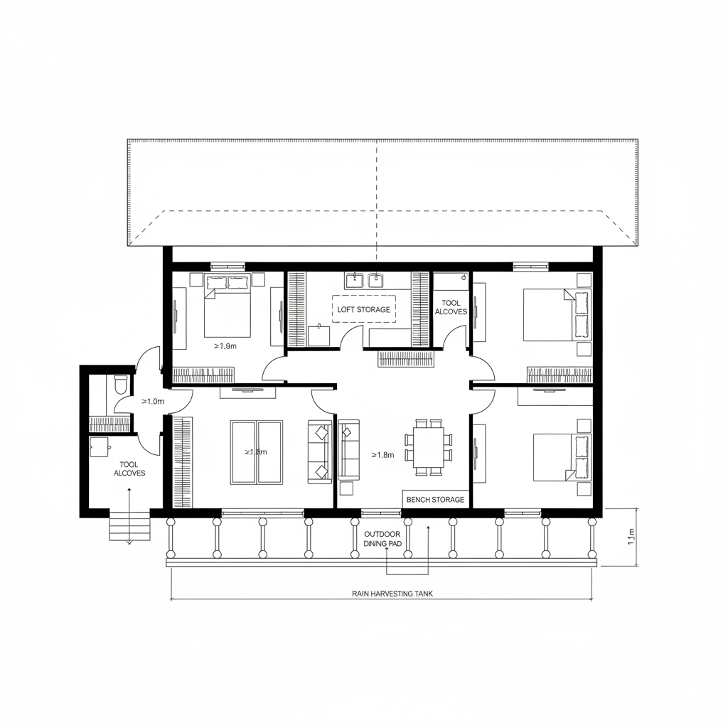 South-Facing Kerala Single-Floor Elevation & Plan — Future Interface